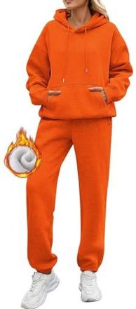 Generic Survêtement 2 pièces en polaire confortable pour femme - Pour lautomne et lhiver - Sweat à capuche confortable avec poches et pantalon de jogging, Ora