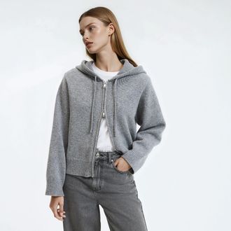 La Redoute Collections Gilet Court &Agrave; Capuche En Laine Grosse Maille