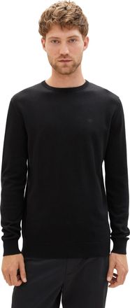 Tom Tailor Herren 1012819 Basic Strickpullover Mit Crewneck, 29999 - Black, S EU