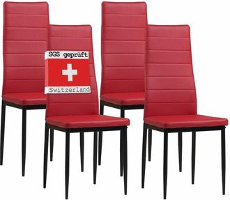 Albatros-Moebel Esszimmerstühle milano 4er Set, Rot - Polsterstuhl mit Kunstleder-Bezug, Modernes Stilvolles Design am Esstisch - Küchenstuhl oder Stuhl Esszimmer