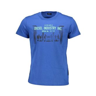 Diesel Homme, Tops, Bleu, Taille: XL T-shirt en coton bleu avec logo graphique