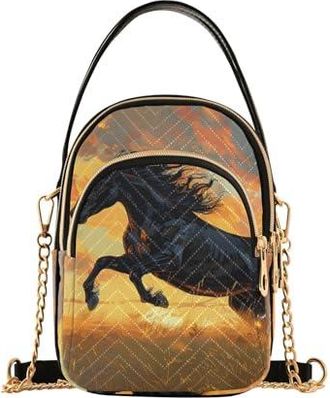 Mnsruu Sac à bandoulière pour femme avec sangle réglable - Motif chevaux au galop
