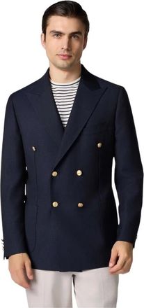 Brooks Brothers Homme, Vestes, Bleu, Taille: 2XL Veste Crois&eacute;e en Hopsack de Laine Vierge