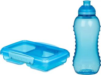Sistema Lunchbox 350ml Small Split - Blue + Trinkflasche 330ml Twist N Sip Ocean Blue | BPA-frei Set