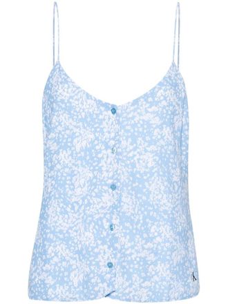 Calvin Klein Jeans blouse en crêpe à fleurs - Bleu