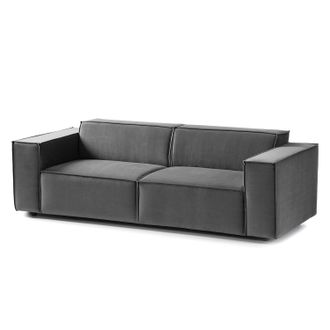 Studio Copenhagen home24 2,5-Sitzer Sofa Grau/Grau Samt Shyla 223 x 70 x 96cm Keine Funktion Glamour