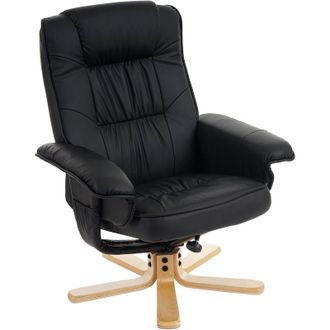 Hhg Fauteuil de télé M56, fauteuil de relaxation sans tabouret, similicuir, noir