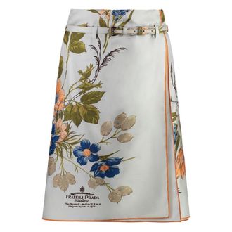 Prada Seidenrock mit Genziana Print - - Skirts - Damen - Mehrfarbig - S