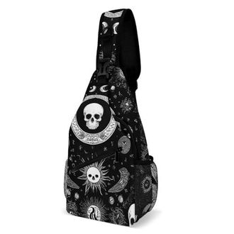 Generic Sacoche Homme Bandouliere Tatouages mignons dHalloween gothiques : cr&acirc;ne de corbeau, soleil et lune Mode Sac &agrave; Bandouli&egrave;re Polyester Sac Poitrine pour
