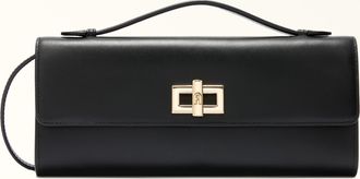 Furla Clara Clutch Nero Schwarz Weiches Kalbsleder Damen