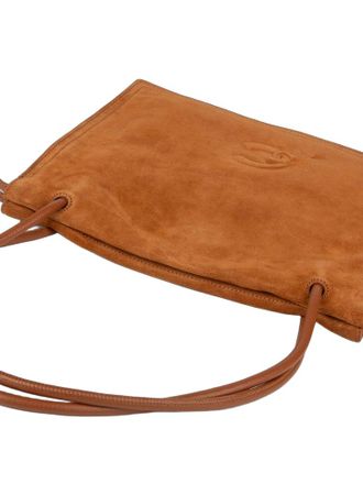 Coccinelle Embossed Logo Cowhide Shoulder Bag - Cognac