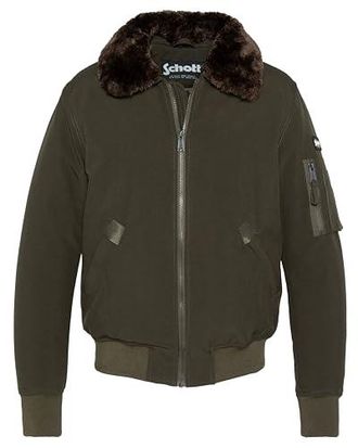 Schott NYC Blouson Col Fourrure Schott Airlines Kaki-Brun