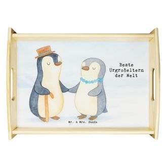 Mr. & Mrs. Panda Tablett Pinguin Beste Urgro&szlig;eltern der Welt Design - Geschenk, Oma, Serviertablett, Mitbringsel, Geburtstag, Holztablett, Geschenkidee, Bester, Bett, 