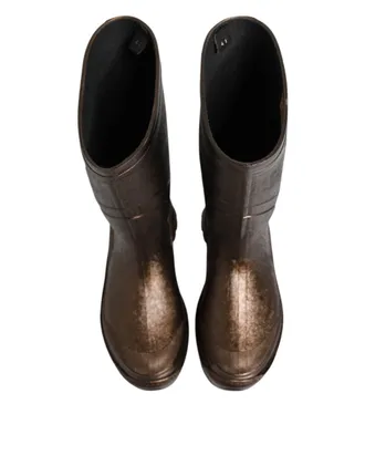 Dolce & Gabbana Womens Metallic Bronze Pull On Rain Boots Shoes Rubber