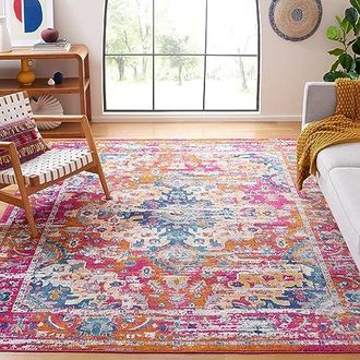 Safavieh Boho Teppich für Wohnzimmer, Esszimmer, Schlafzimmer, Madison Collection, Kurzer Flor, Fuschia und Gold, 244 x 305 cm
