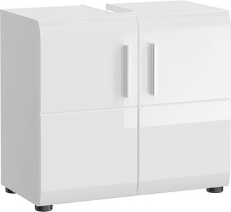 Möbelando Waschbeckenunterschrank Ice in weiß/weiß Hochglanz mit 2 Türen und 2 Fächern. Abmessungen (BxHxT) 60x54x32 cm