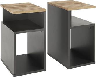 Vicco Nachttisch Elios, Anthrazit/Goldkraft Eiche, 2er Set