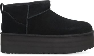 UGG Womens Classic Ultra Mini Boots Black Ovine Leather