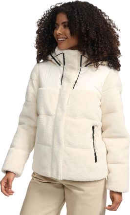 Marikoo Damen Winterjacke (XS-XXL) - hochstehender und gefütterter Kragen, 4 Taschen, große Kapuze, Teddy-Puffer-Jacke, Warme Jacke Frauen - N030 (XS, Offwhit