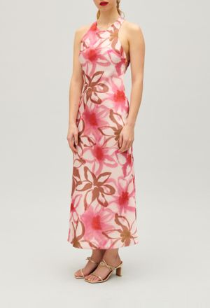 Claudie Pierlot Robe longue satin&eacute;e imprim&eacute;e