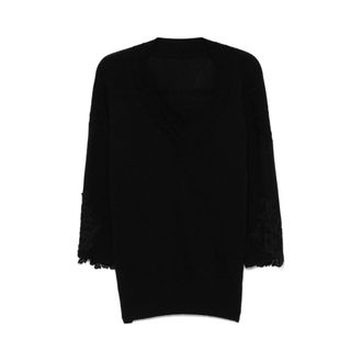 Ermanno Scervino Schwarzes Blumen Spitzenoberteil - - Knitwear - Damen - Schwarzk - M