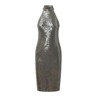Ralph Lauren Pailletten-Midikleid mit Stehkragen und geradem Schnitt - - Dresses - Damen - Grau - XS