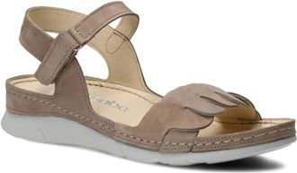 Nagaba Sandales Féminin - en cuir confortables pour lété Sangles velcro réglables - Cuir véritable - Empiècements en cuir - Léger - Modèle 101 - Beige - 41
