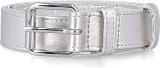Comme Des Gar&ccedil;ons G&uuml;rtel - Reflective Finish Metallic Leather Belt With Squar - Gr. S - in Wei&szlig; - f&uuml;r Damen