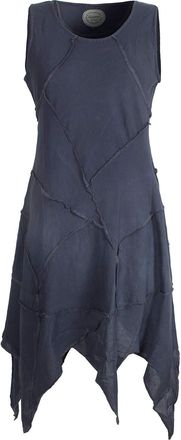 vishes Alternative Bekleidung - Armloses Einfarbiges Patchwork Zipfelkleid aus handgewebter Baumwolle grau 46-48