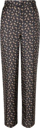 Max Mara Femme, Pantalons, Multicolore, Taille: 38 FR Pantalon en twill de soie imprim&eacute;