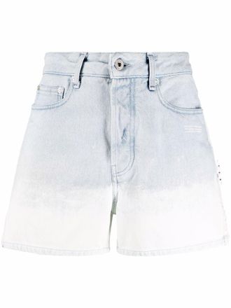 Off-white short en jean &agrave; effet d&eacute;grad&eacute; - Bleu