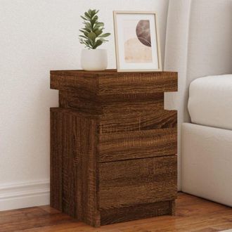 vidaXL Table de chevet avec lumi&egrave;res led ch&ecirc;ne marron 35x39x55 cm Vidaxl