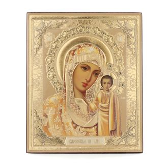 NKlaus Ikone Gottesmutter von Kazan Holz 15x18cm Ikonographie Orthodoxes Leitbild Kunstdruck 39112