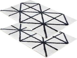 Schöner Wohnen Kollektion Badezimmerteppich weiß 2er Set Heart 67x110 cm - Badematte rutschfest - Badteppich waschbar - Badvorleger - Duschvorleger Badezimmer