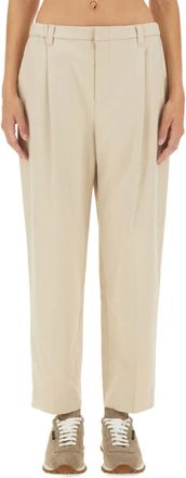 Brunello Cucinelli Pantalon &agrave; plis devant - Femme - Pantalons - Beige - Taille: 38 FR