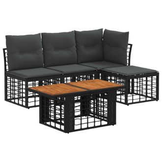 vidaXL Vidaxl Set Divano Da Giardino 5 Pz Nero E Grigio Scuro Polyrattan