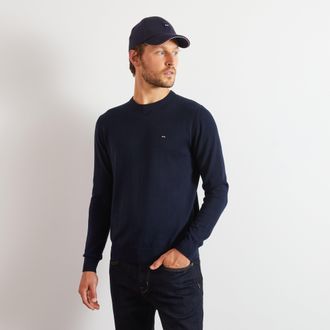 Eden Park Pull Bleu Marine &Agrave; Col Rond En Coton Old Ref Pp