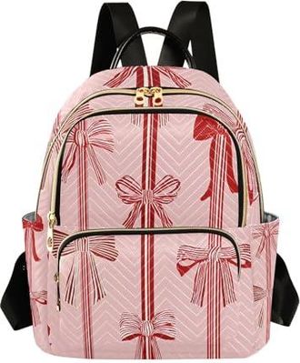 Mnsruu Mini sac à dos pour femme, motif noeuds roses et rouges, petit sac à dos tendance pour femme, sac à dos décontracté, Multi1127, S