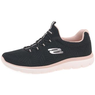 Skechers Summits Artistry Chic Damen-Sneaker, Schwarzes Netzgewebe, Hellrosa Besatz, 38 EU