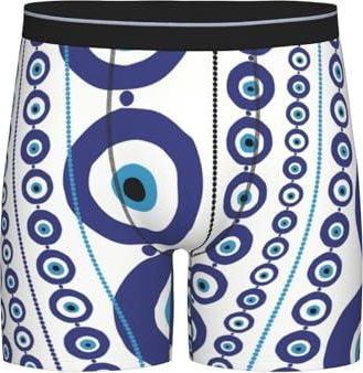 AOOEDM Boxer Bleu Grec Mauvais oeil amulette Nazar pour Hommes, sous-vêtements de randonnée S-XXL