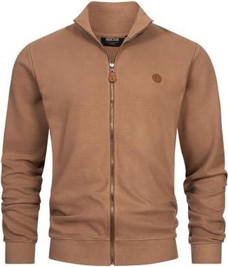 Indicode INGuadalupe Cardigan en coton pour homme | Pull avec poignets c&ocirc;tel&eacute;s pour homme, Toasted Coconut, L