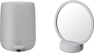 Blomus SONO- Treteimer aus Kunststoff/Silikon, Microchip, 5L Fassungsvermögen, Soft-Close Deckel (30,5 x 28 x 23 cm, Microchip) & Kosmetikspiegel, Spiegel -S