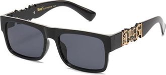 Locs lunettes de soleil plates mode ville habillé rap rappeur poker femmes hommes 8LOC91207-BK (locs doré)