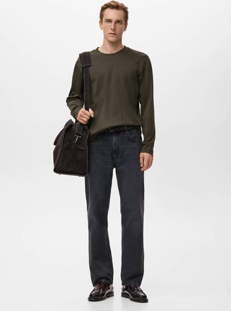 Mango T-shirt manches longues regular-fit chocolat - Homme - XS - MANGO MAN