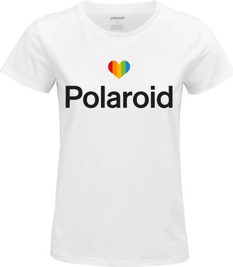 Cotton Division Polaroid Heart Logo WOPOLARTS003 T-Shirt Damen, Wei&szlig;, Gr&ouml;&szlig;e S, wei&szlig;, Small