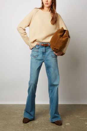 Gerard Darel Pull en laine unie et jeux de maille - LINON - Naturel