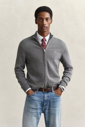 GANT Herren Casual Cotton Strickjacke mit Rei&szlig;verschluss (XXXL) DARK Grau MELANGE
