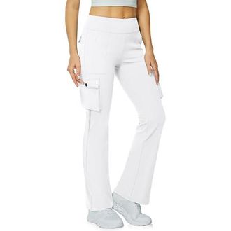 Generic Legging évasé pour femme avec poches - Pantalon de yoga à jambe large pour femme - Pantalon de yoga noir - Pantalon de travail évasé - Taille haute - 