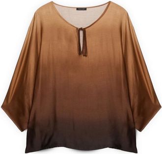 Fiorella Rubino Femme, Blouses et Chemises, Brun, Taille: 40/42 FR Blouse en satin effet d&eacute;grad&eacute;