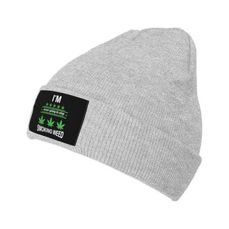 Generic Je NArr&ecirc;terai Jamais De Fumer De lherbe. Homme Femme Bonnet De Trawler Coupe-Vent Bonnets Tricot&eacute; Chaud Skull Cap pour Toutes Les Saisons Le Quotidien